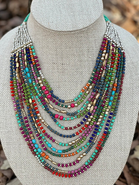 Mixed Media Multi-Color Beaded Necklace – Dawn's Discoveries